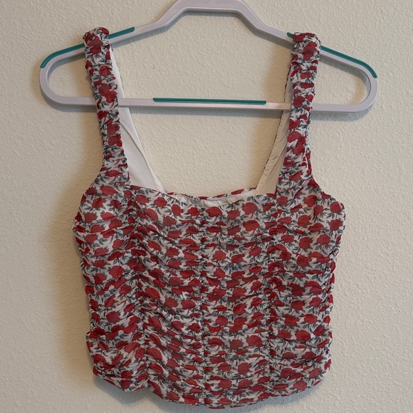 Lulus | Tops | Lulus Red And White Floral Crop Top | Poshmark